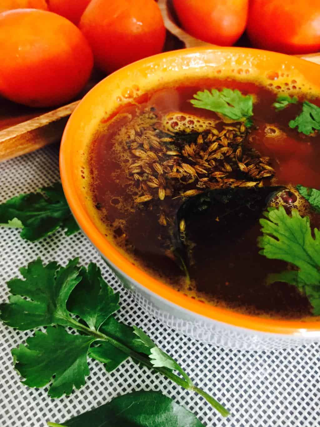 Tomato Rasam from Homemade Rasam Powder Recipe | Pepper On Pizza